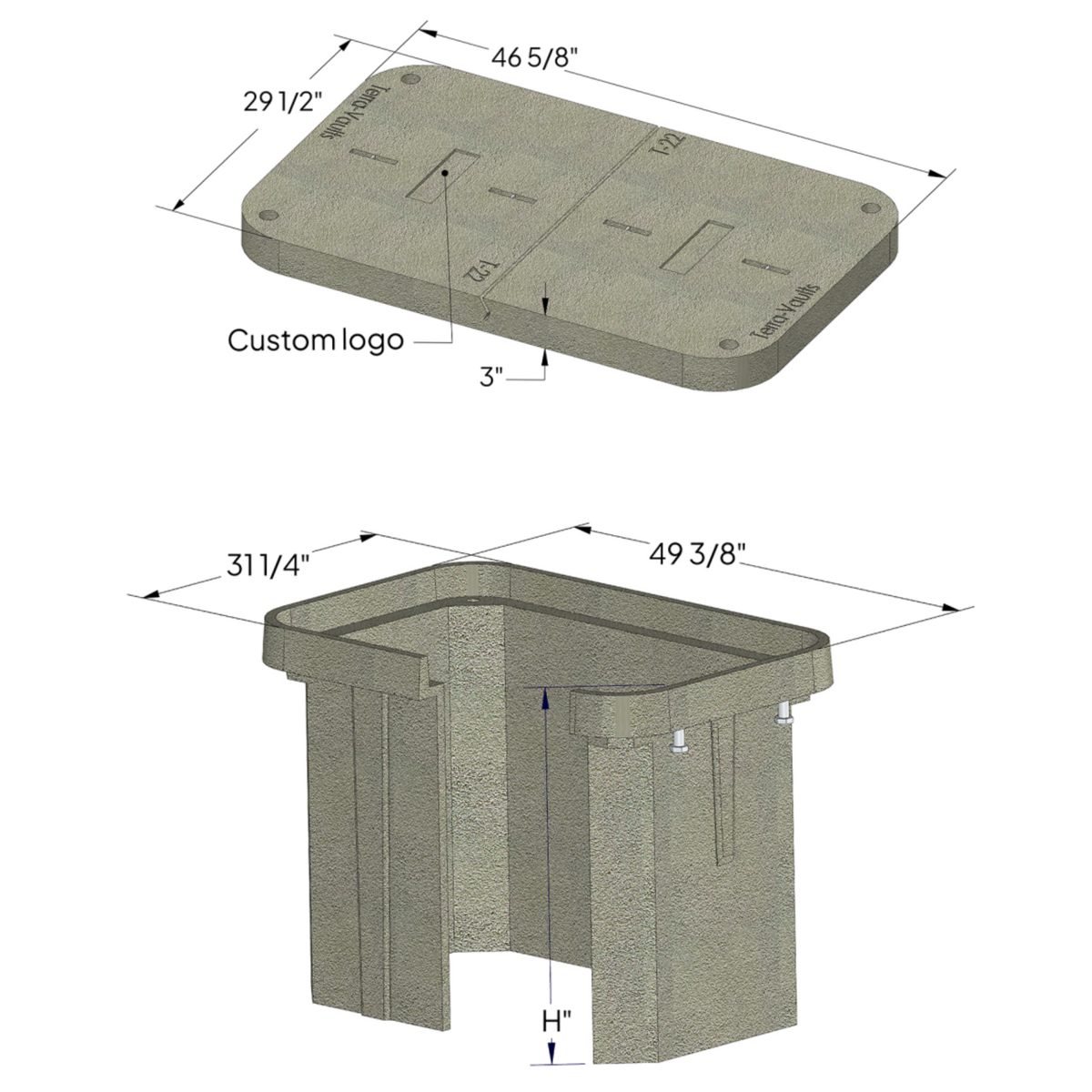 Polymer Concrete Vault & Cover (Tier 22) - 30" x 48" x 24" (MPN 30-48 ...